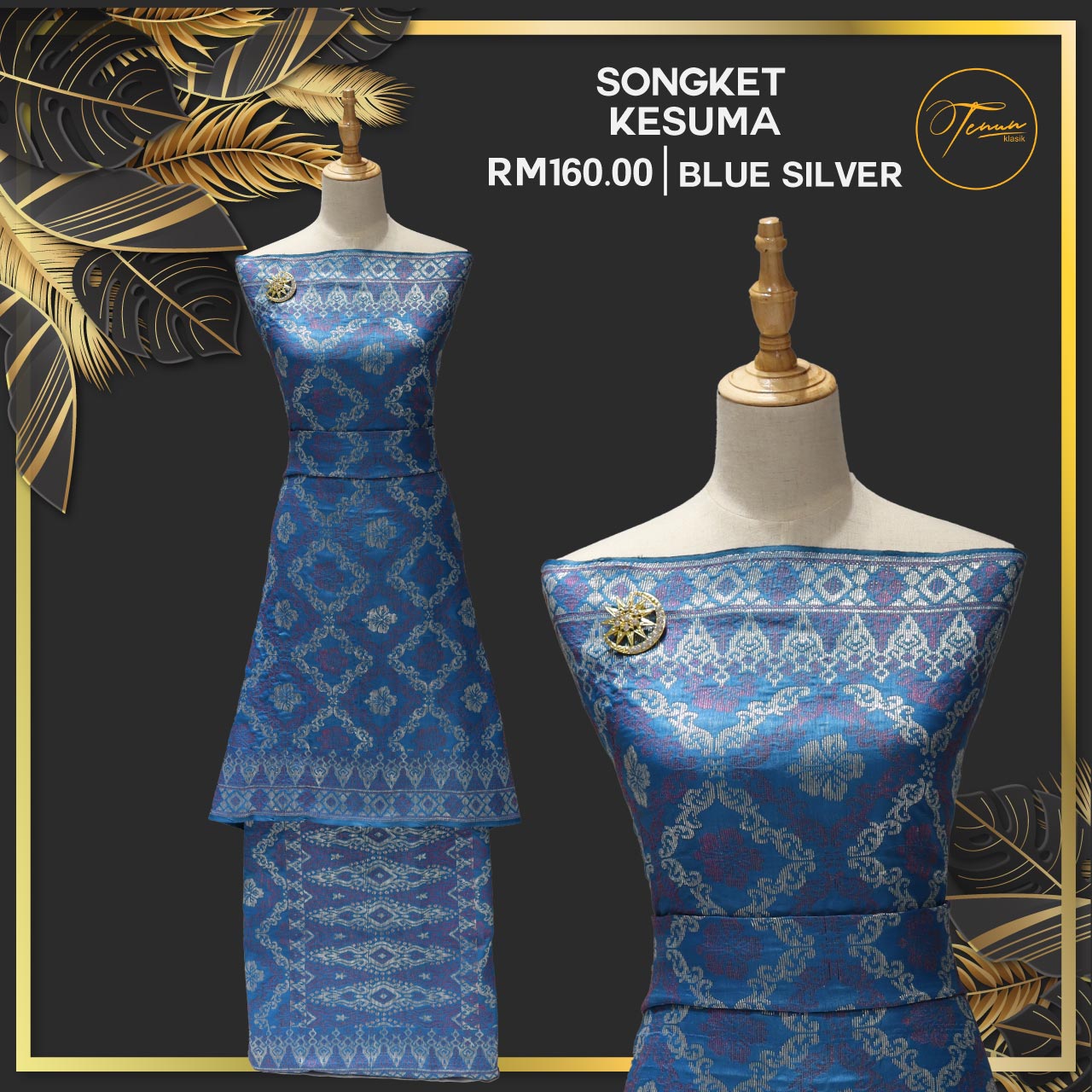 Songket Kesuma (Blue Silver) | D'TENUN KLASIK BY ZIBELINE TEXTILE SDN BHD